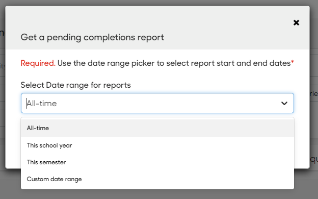 Downloading a Pending Completions Report – Suitable