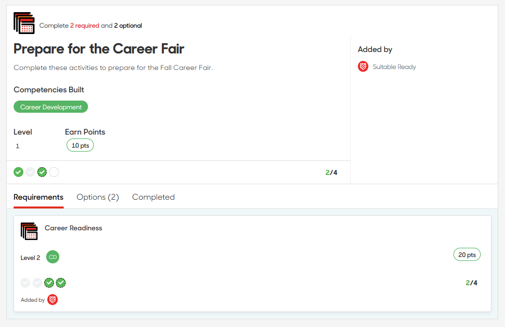 Completing Activities on the Web App – Suitable