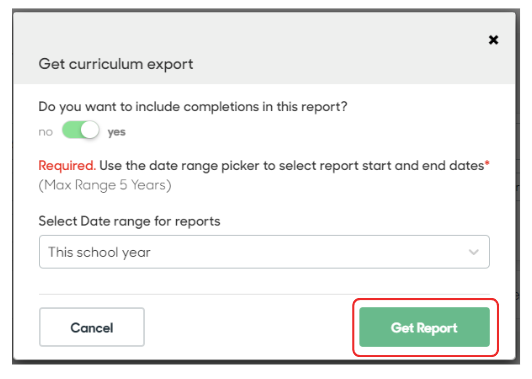 Pulling a Curriculum Export Report with Activity Completion Data – Suitable
