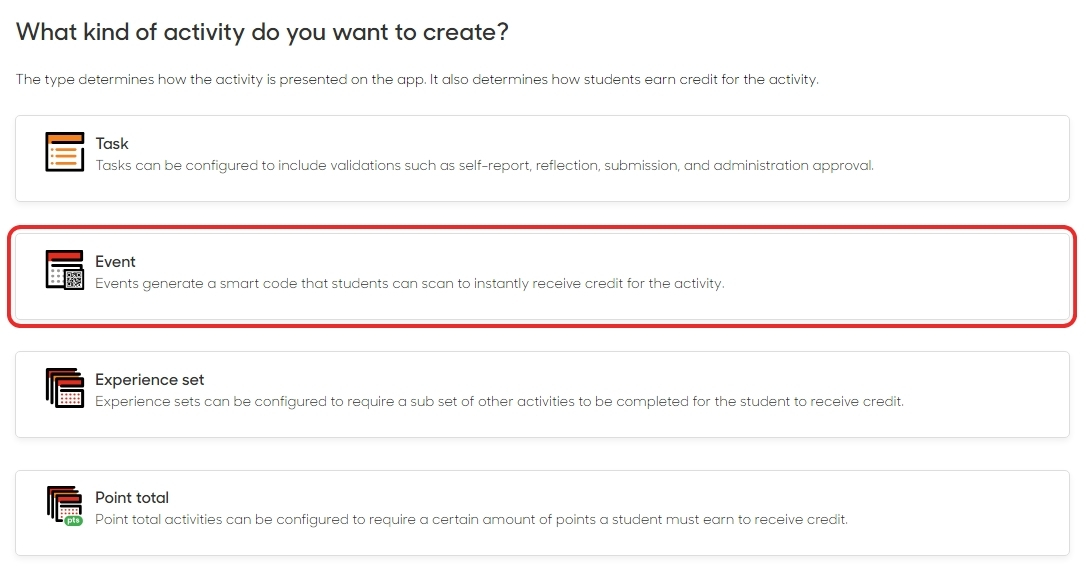 Creating Event Activities – Suitable