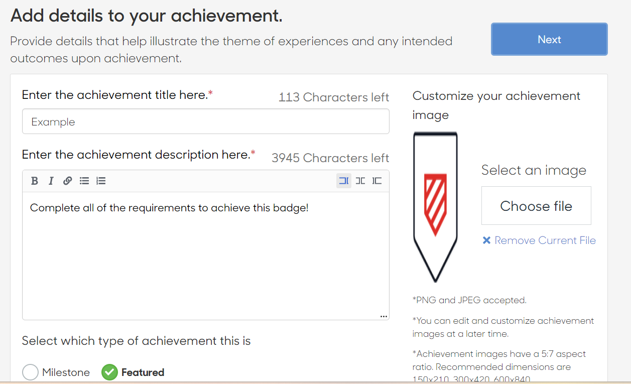 Creating a Custom Achievement/Badge – Suitable