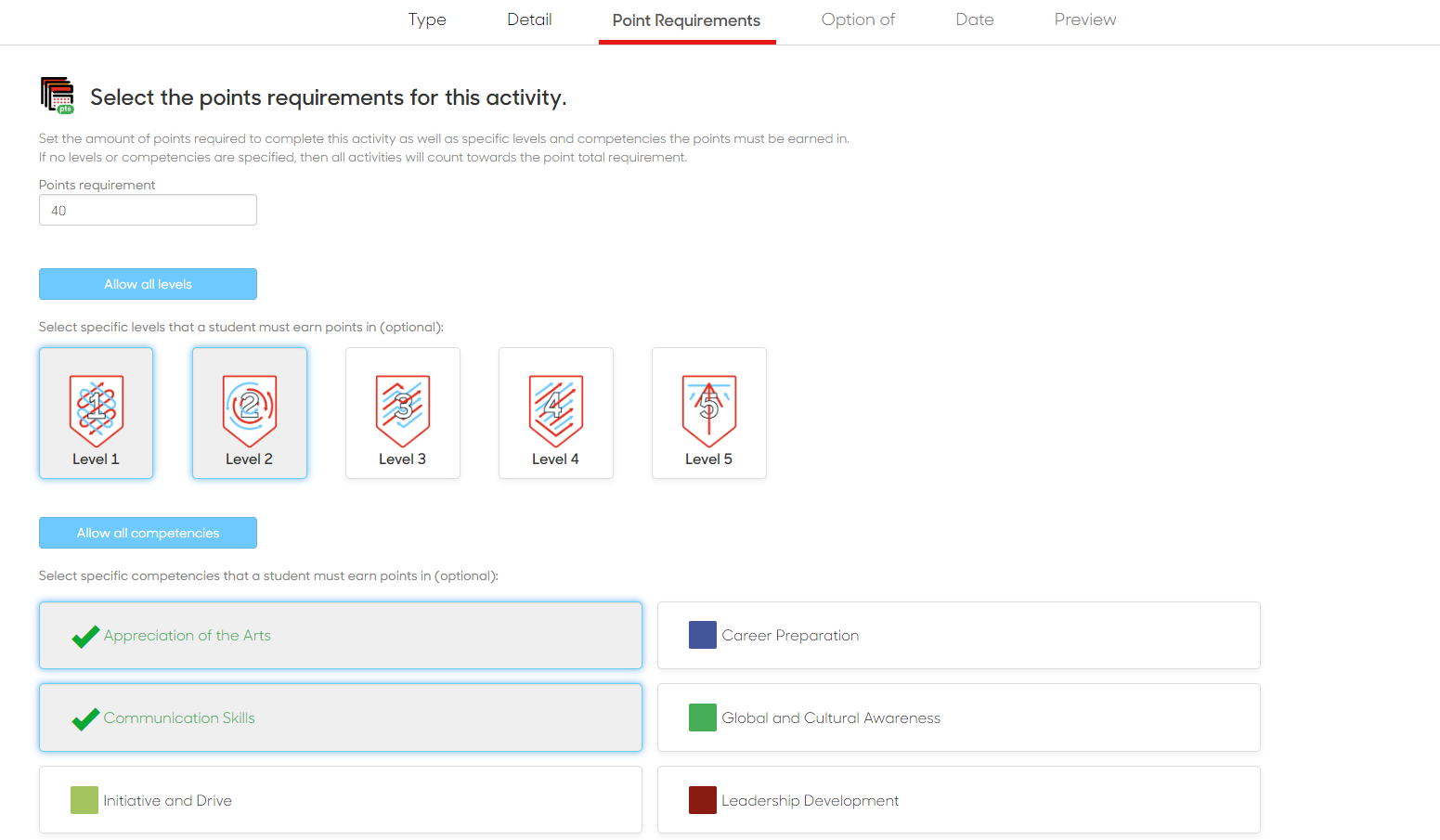 Creating Point Total Activities – Suitable