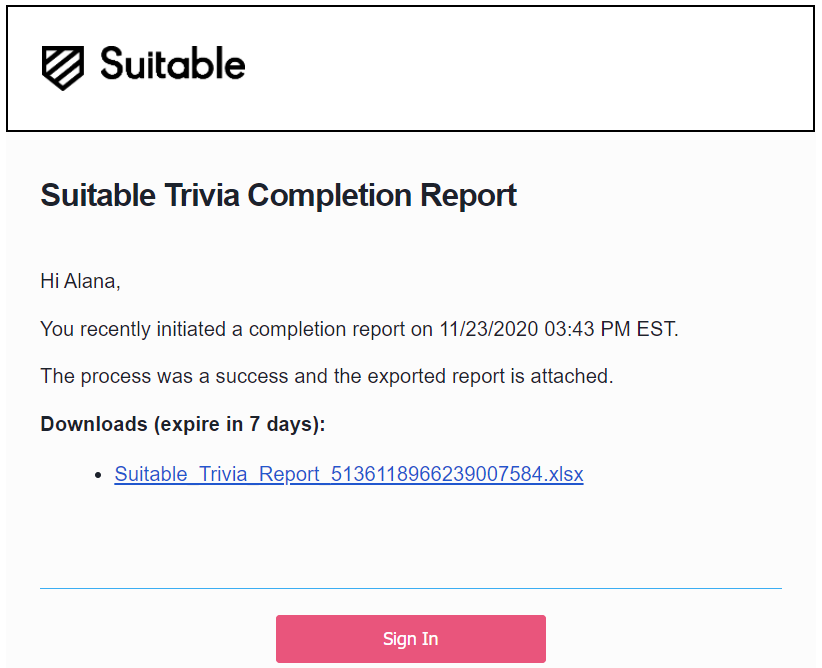 Pulling Activity Completion Reports – Suitable