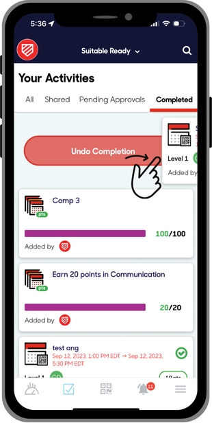 Completing Tasks on the Mobile App – Suitable
